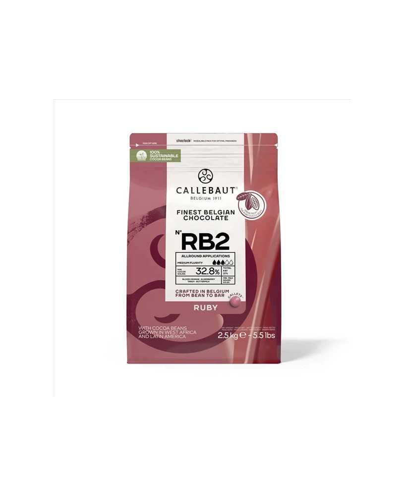 Callebaut Ruby Chokolade Knapper RB2 32,8% - 2,5 kg.